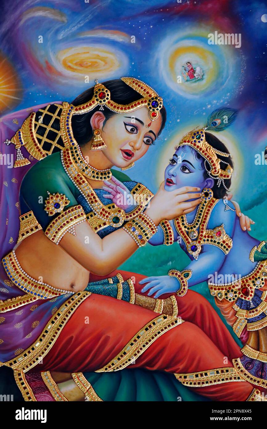 Sri Krishnan hindu temple. The blue-skinned Krishna is the hindu deity ...