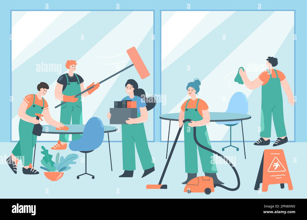 Team professional janitors cleaning Stock Vector Images - Alamy