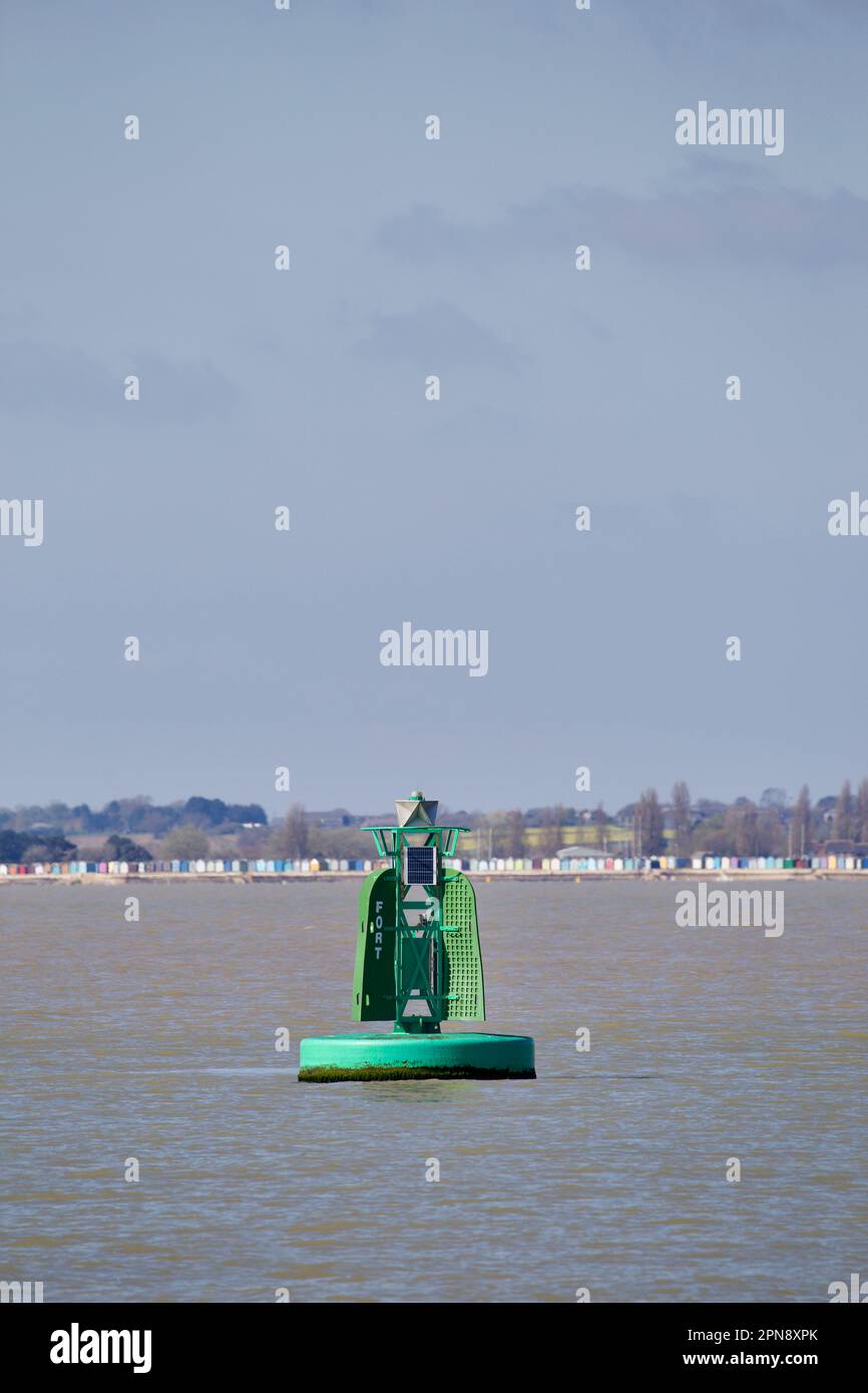 Navigation marker marking the deep channel opposite Landguard Fort at ...