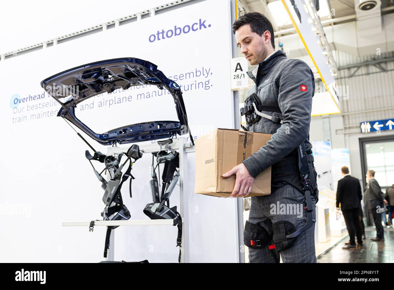 Hanover, Germany. 17th Apr, 2023. Jakob Menzel demonstrates an ...