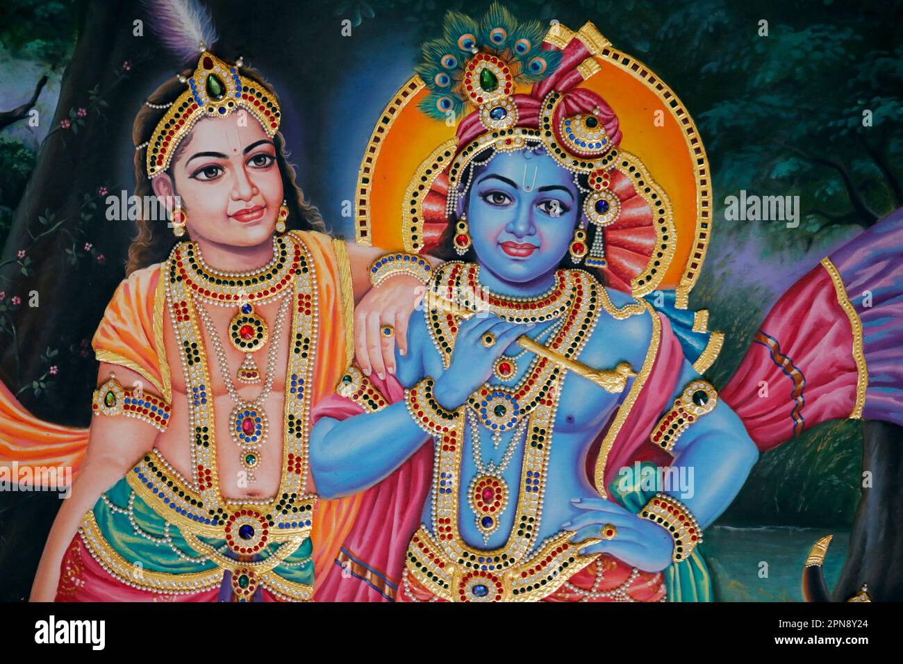Sri Krishnan hindu temple. The blue-skinned Krishna is the hindu deity ...