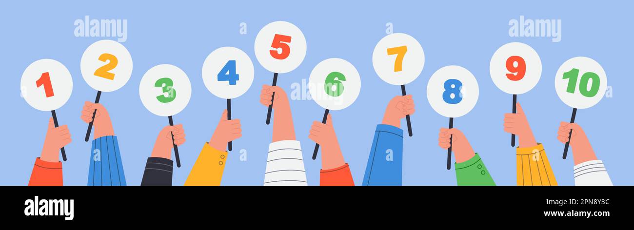 Hands holding round signs with points score Stock Vector Image & Art ...