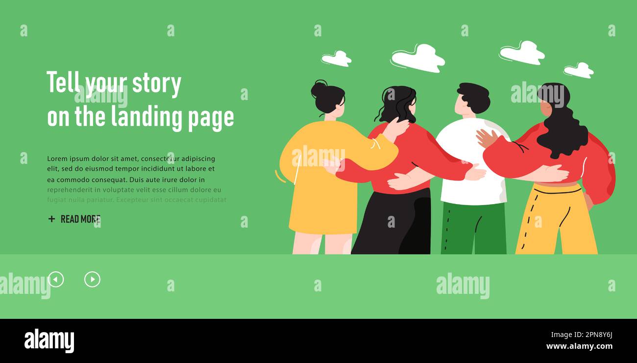 Crowd of cartoon team members hugging from behind Stock Vector Image ...