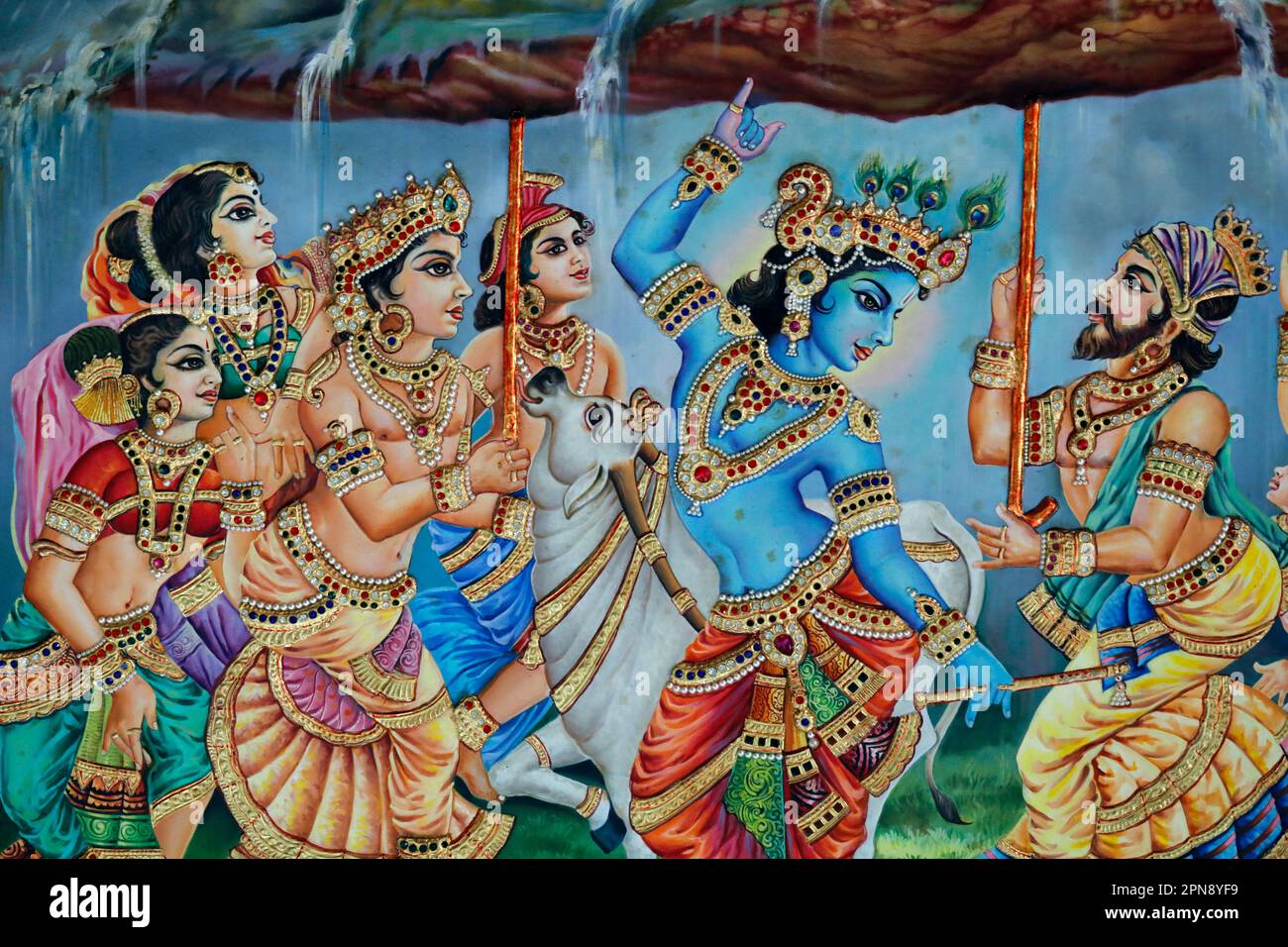 Sri Krishnan hindu temple. The blue-skinned Krishna is the hindu deity ...