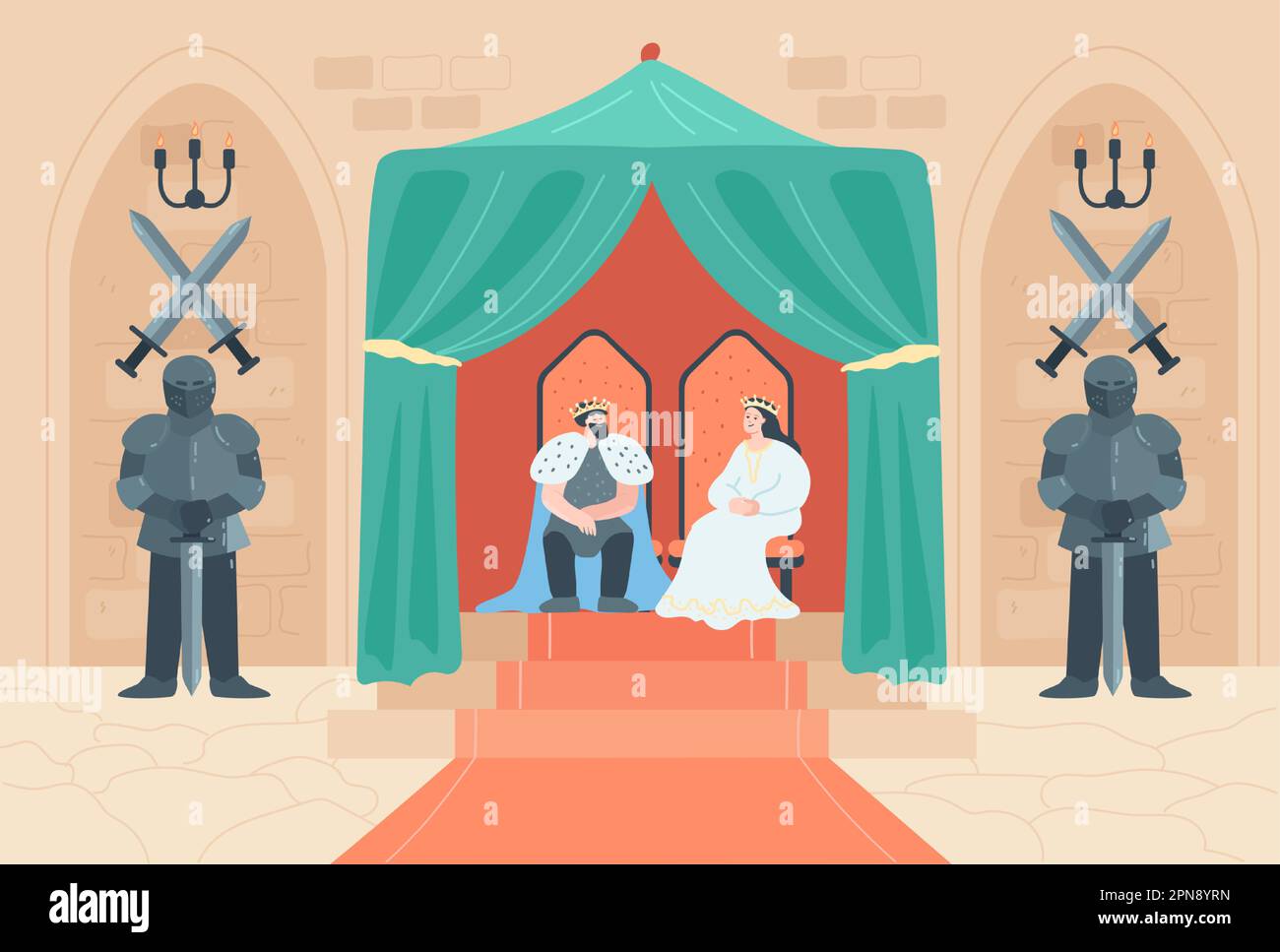 King and queen on throne in palace flat vector illustration Stock Vector Image & Art - Alamy