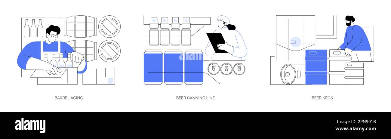 Beer manufacturing and storage abstract concept vector illustrations ...