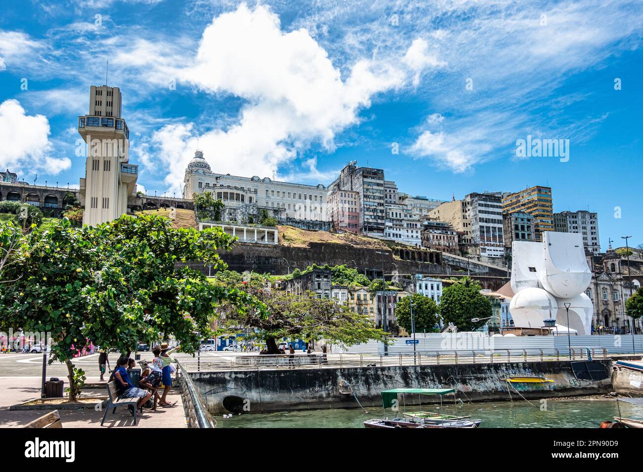 The Elevador Lacerda at Salvador da Bahia in Brazil. Built in 1873 it ...