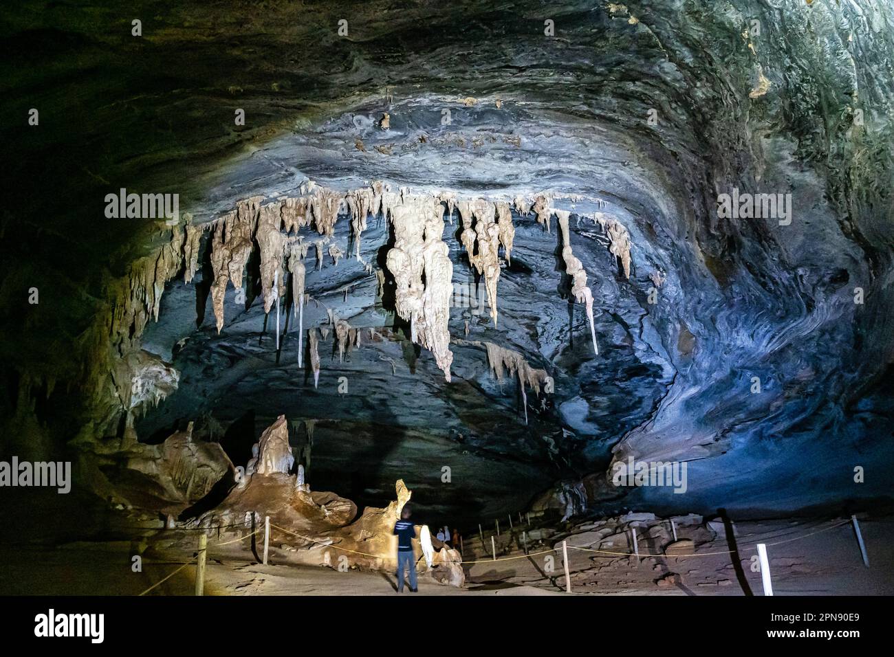 Limestone cave of stalactite and stalagmite formations, the Gruta da ...