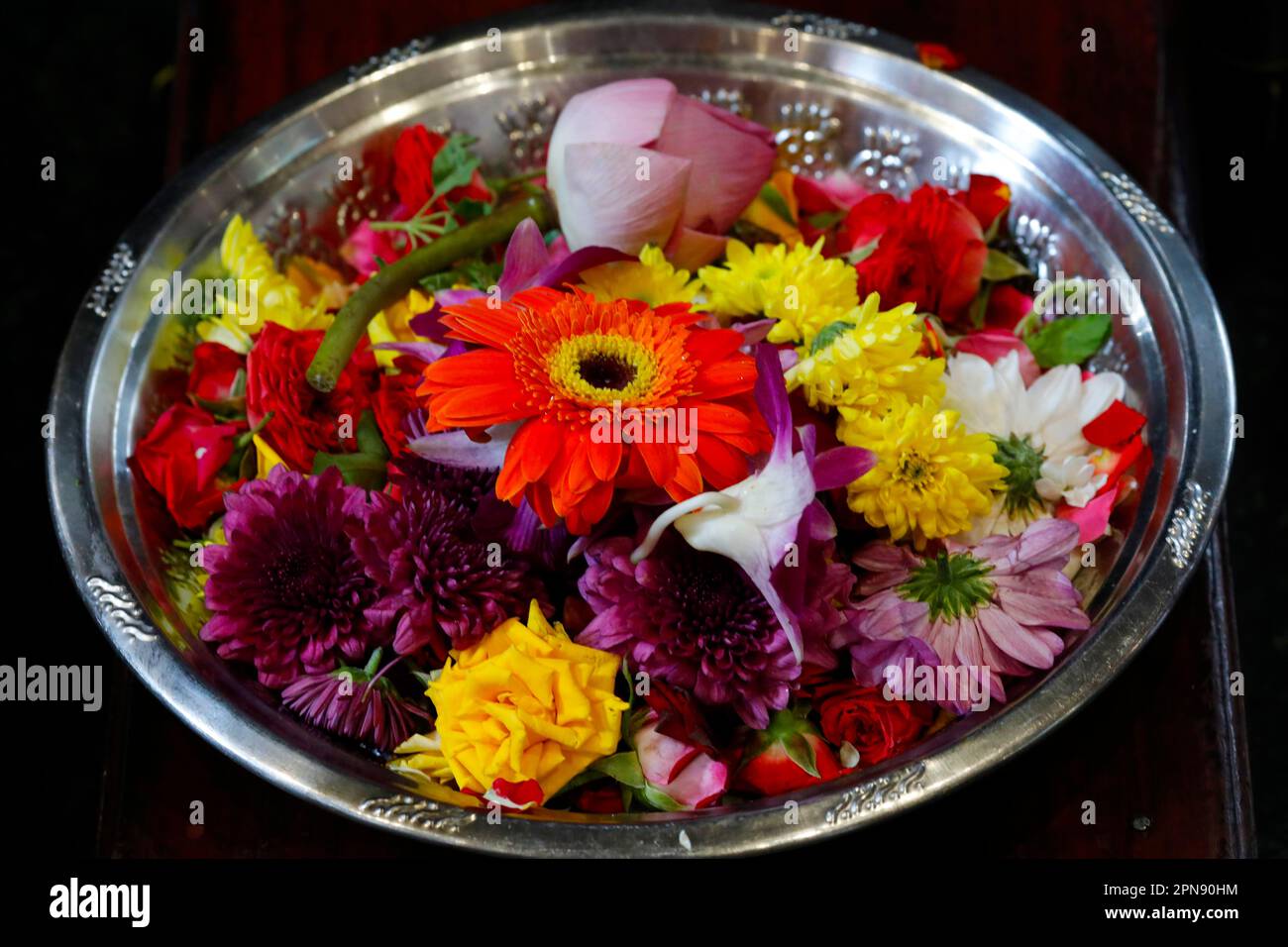 Sri Krishnan hindu temple. Offerings for Puja. Hindu ceremony ...