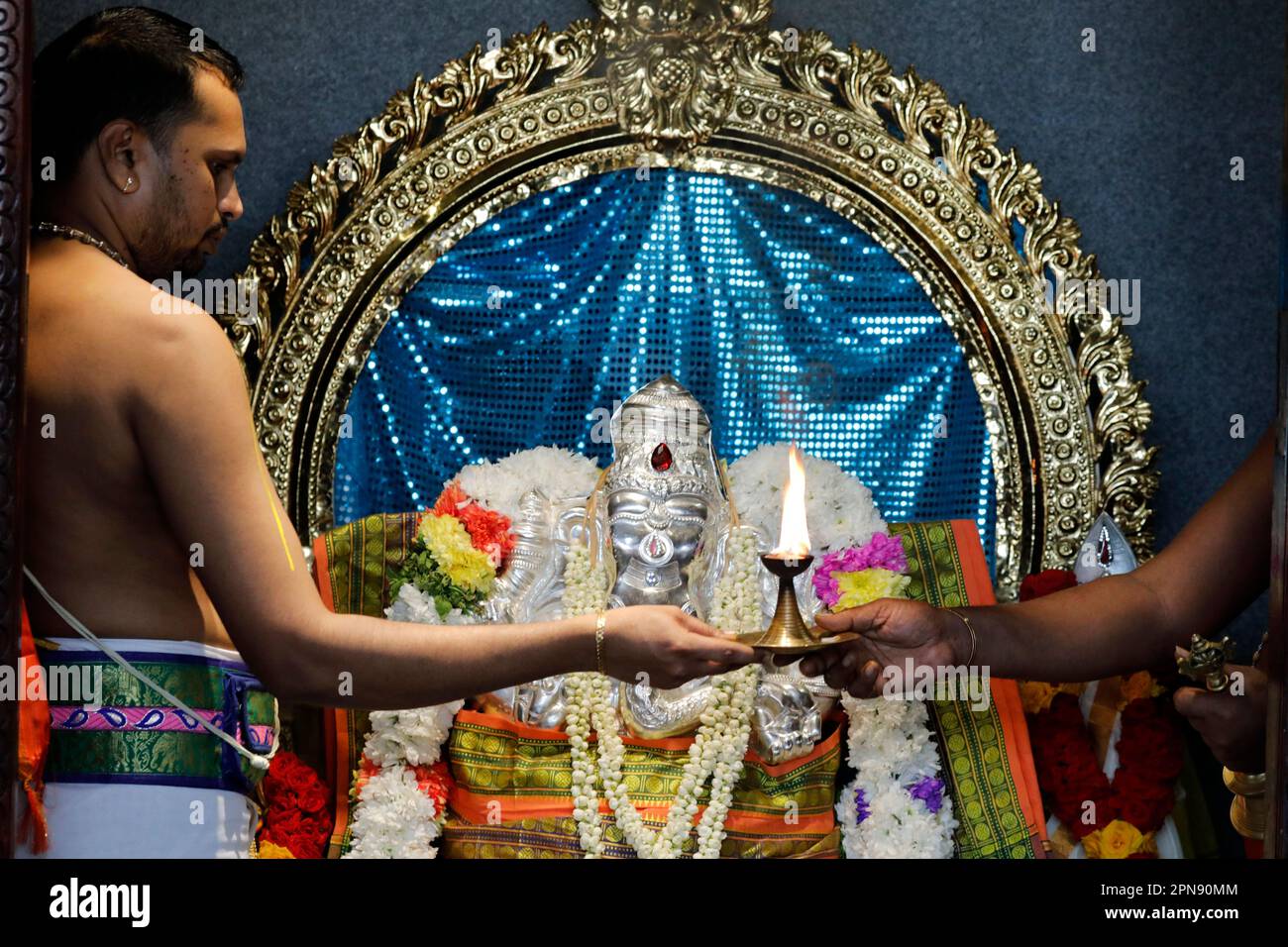 Sri Srinivasa Perumal hindu temple. Indian Hindu Elephant God Ganesh ...