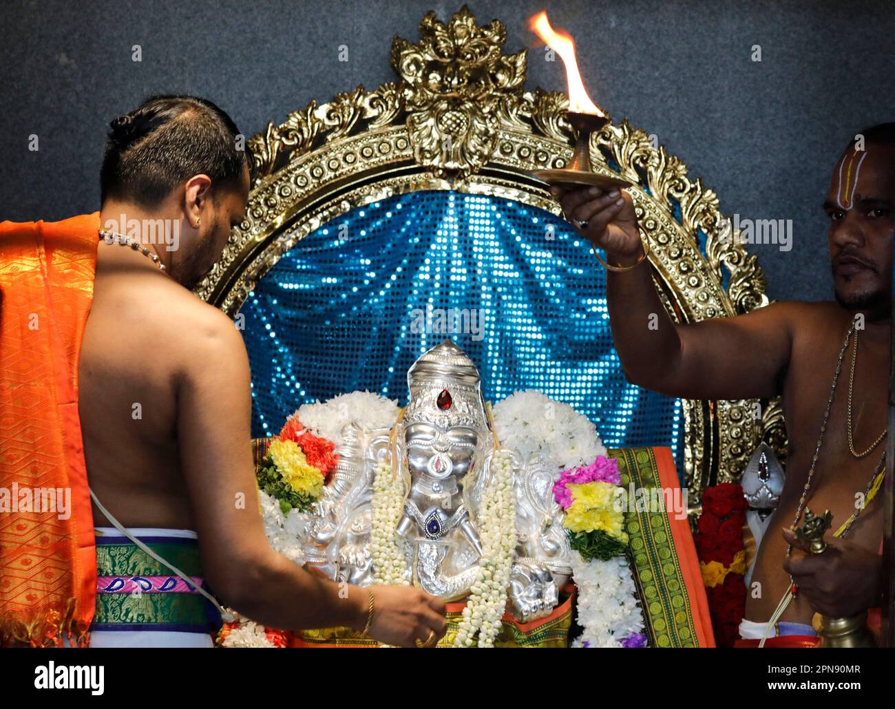 Sri Srinivasa Perumal hindu temple. Indian Hindu Elephant God Ganesh ...