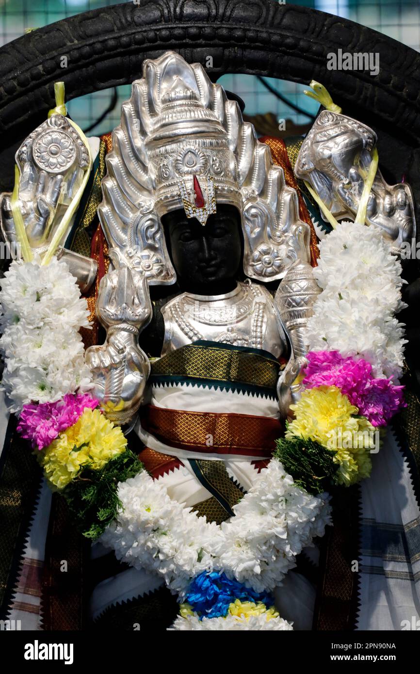 Sri Srinivasa Perumal hindu temple. Sudarshana Chakra hindu god ...