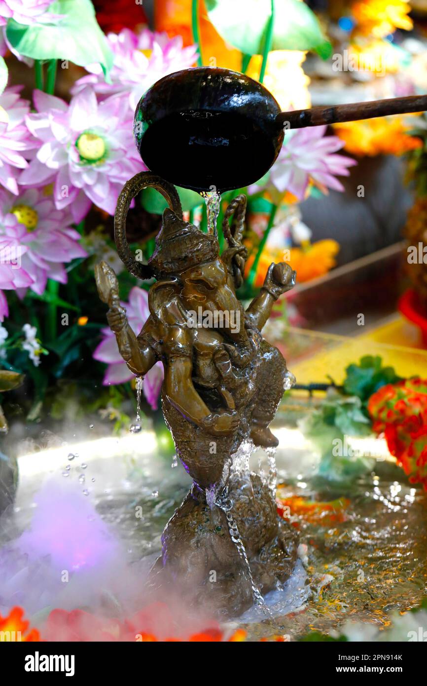 Indian Hindu Elephant God Ganesh (Ganesha or Ganapati). Water ritual ...