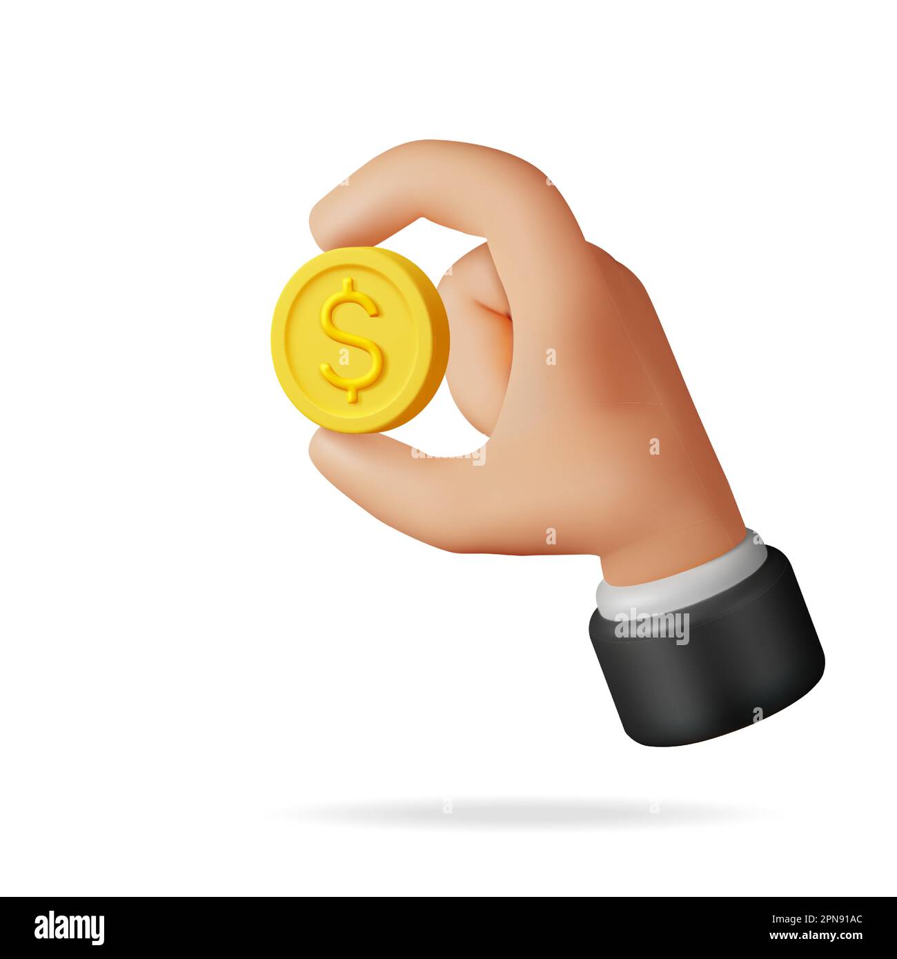 Cartoon hand holding golden dollar coin investment Stock Vector Images ...