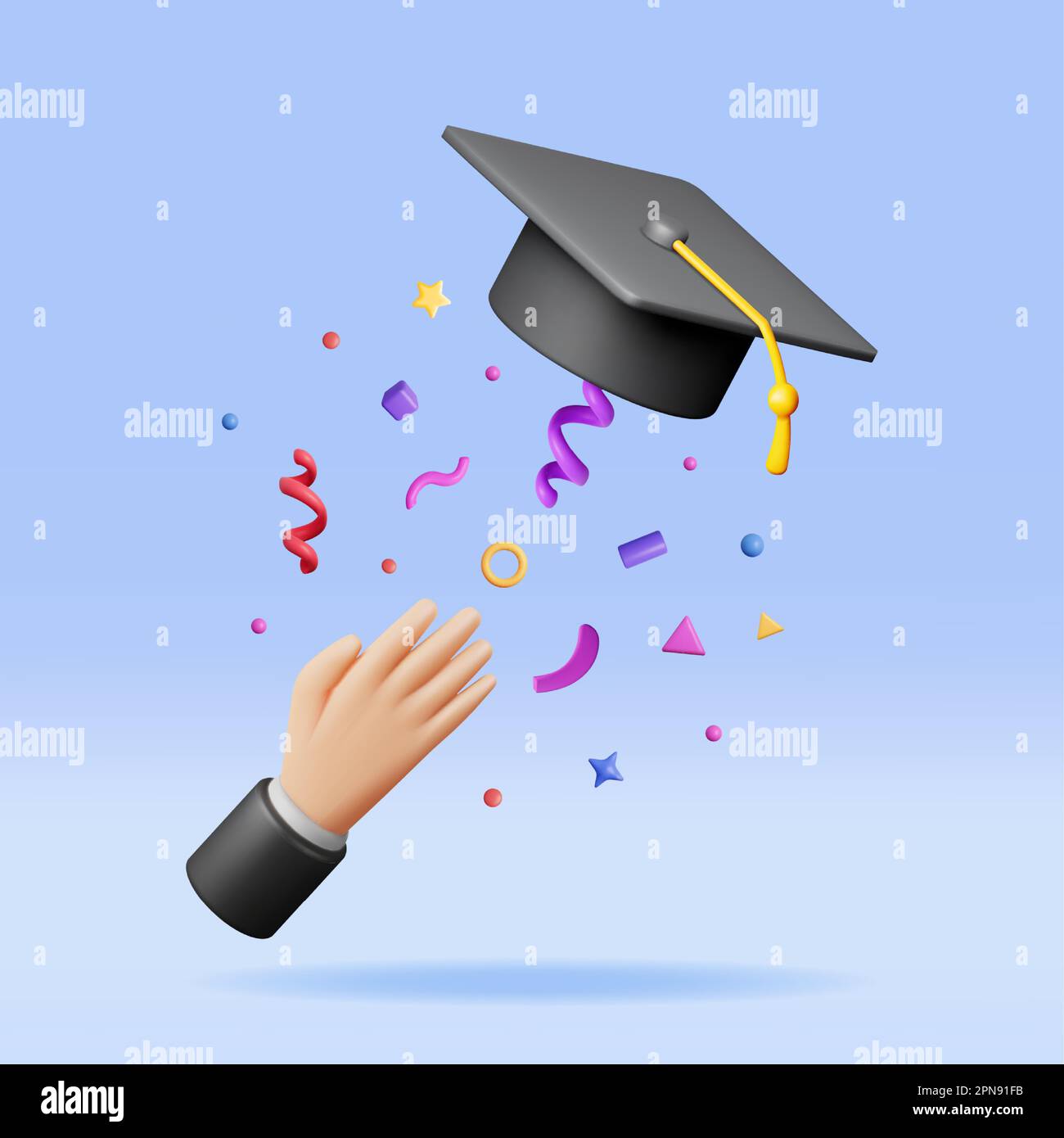 Graduation hats air Stock Vector Images - Alamy