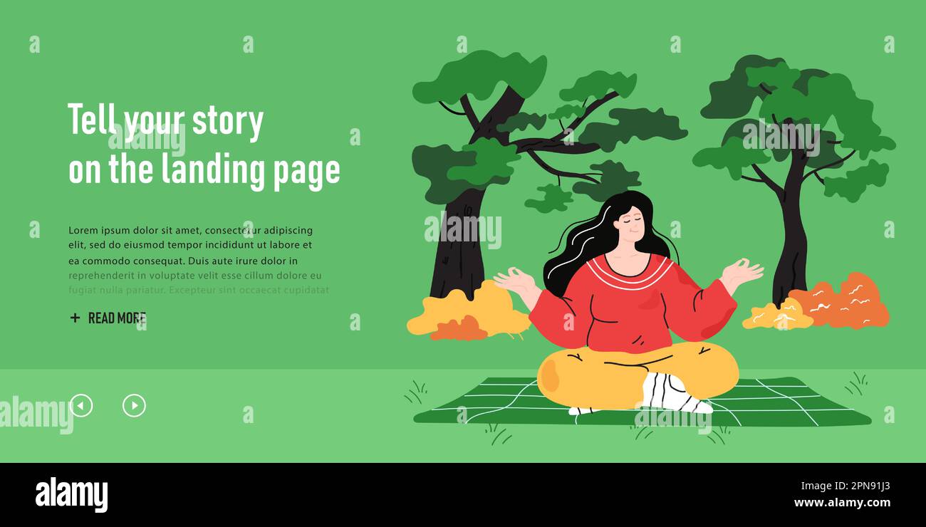 Cartoon woman forest bathing under trees Stock Vector Image & Art - Alamy