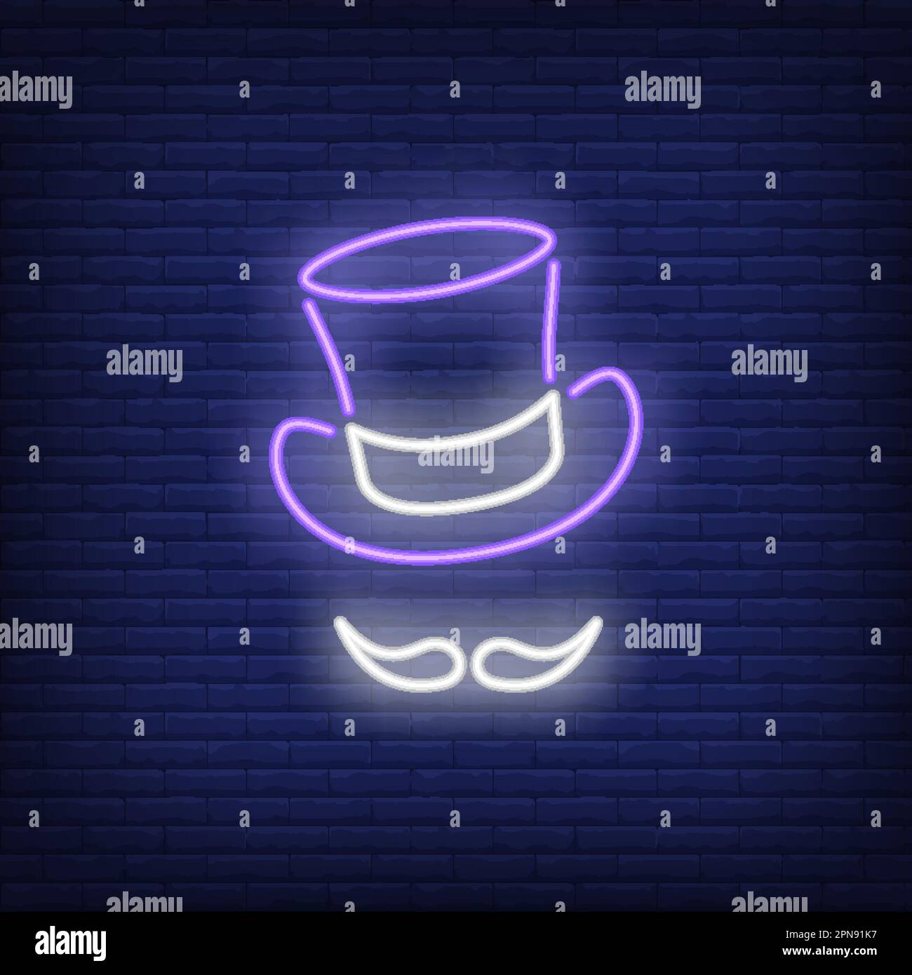 Topper hat and moustache neon sign Stock Vector Image & Art - Alamy