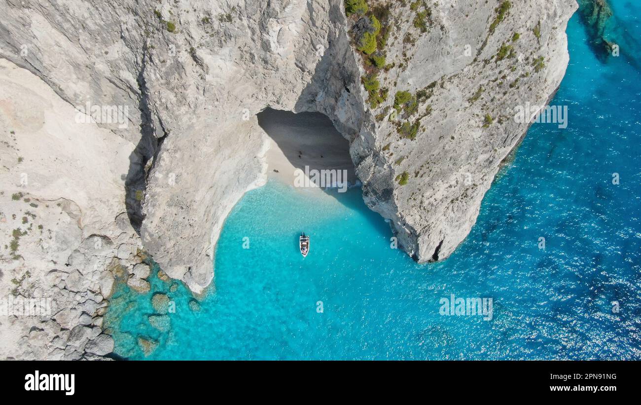 zakynthos zante summer mizithres beach piscines Stock Photo - Alamy