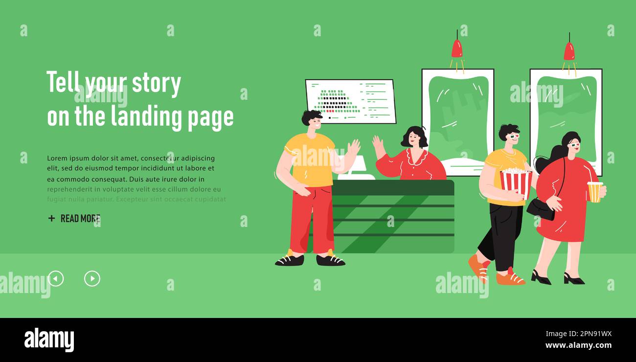 Cartoon cashier behind counter selling tickets at movie theater Stock Vector Image & Art - Alamy