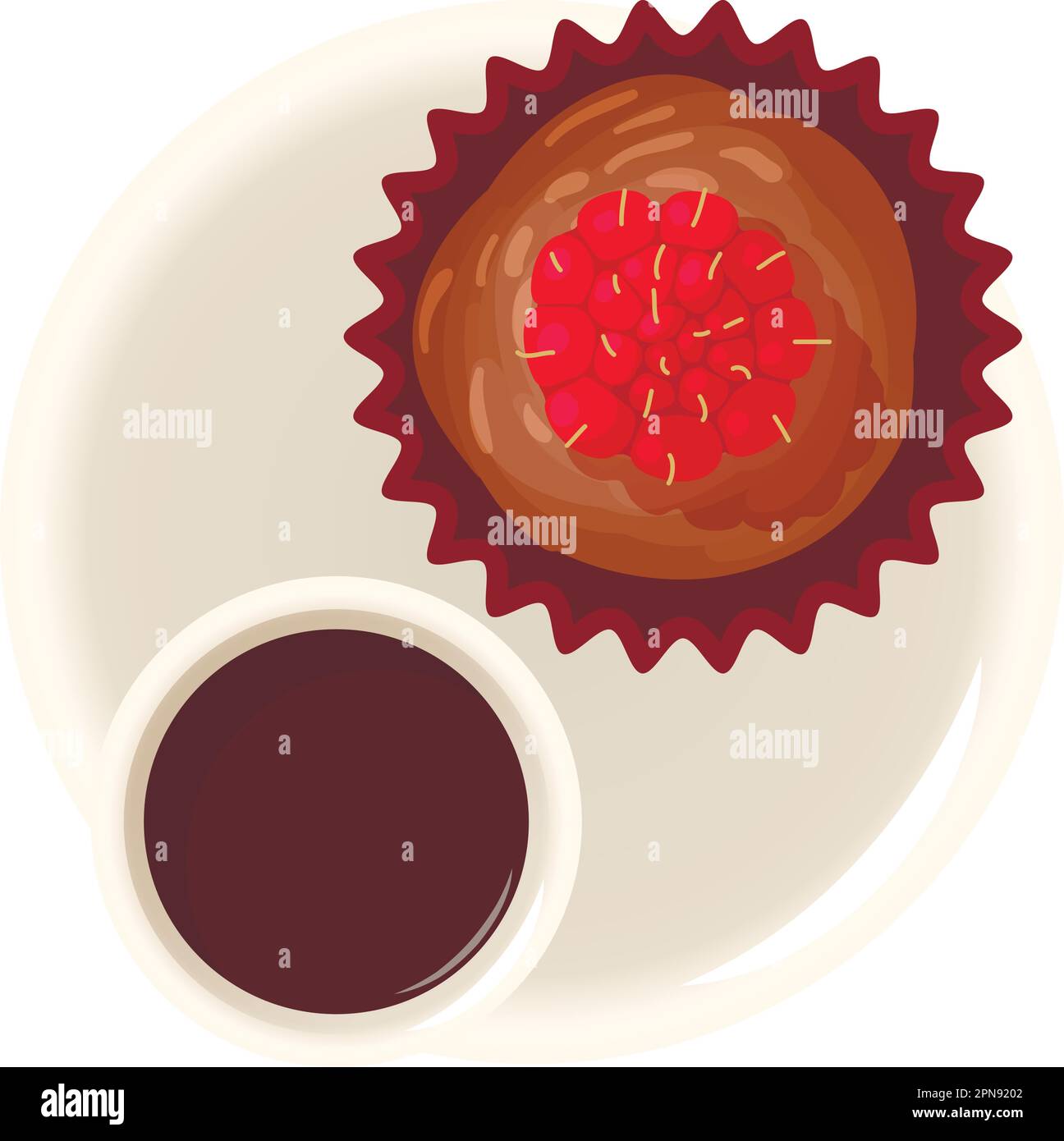 Raspberry muffin icon isometric vector. Chocolate muffin with raspberry ...