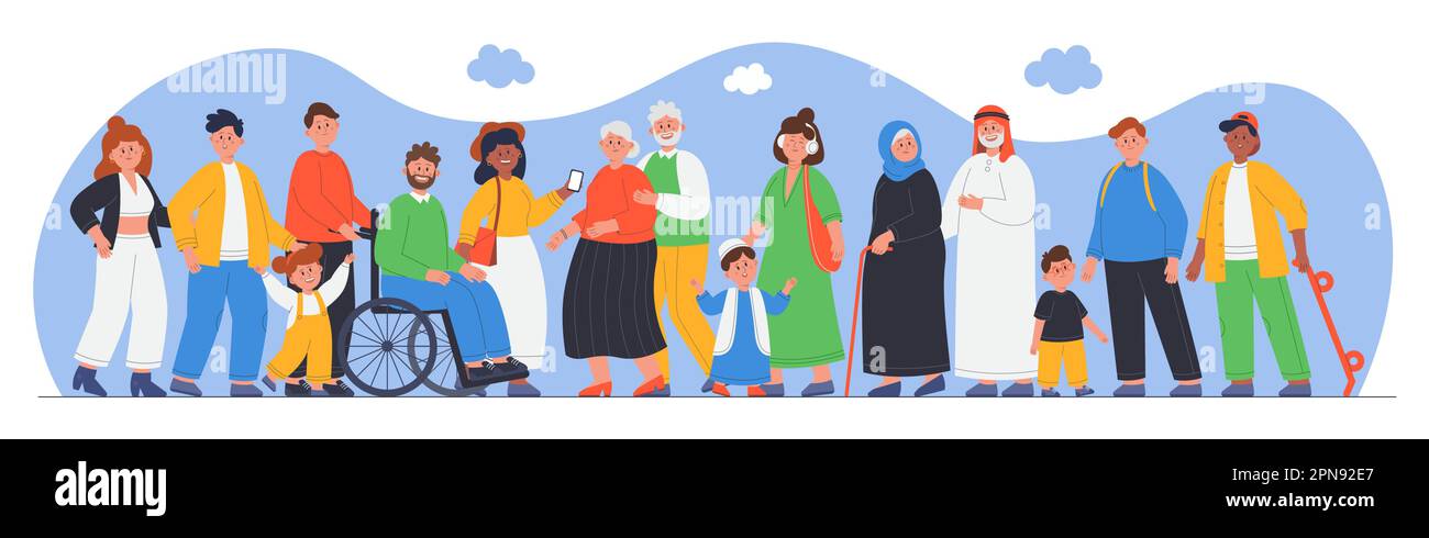 Multicultural group of people flat vector illustration Stock Vector ...