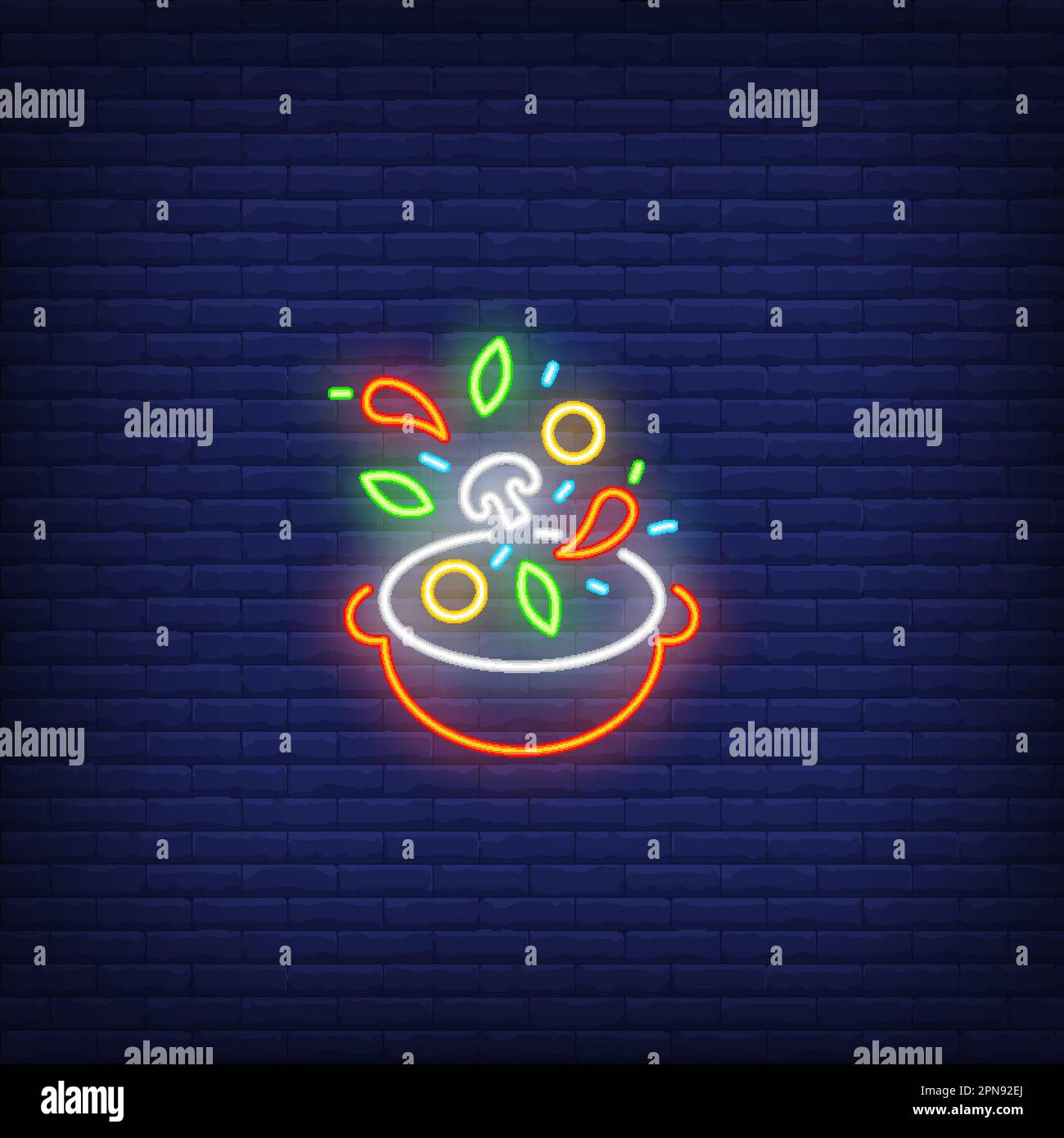 Pan and vegetable ingredients neon sign Stock Vector Image & Art - Alamy