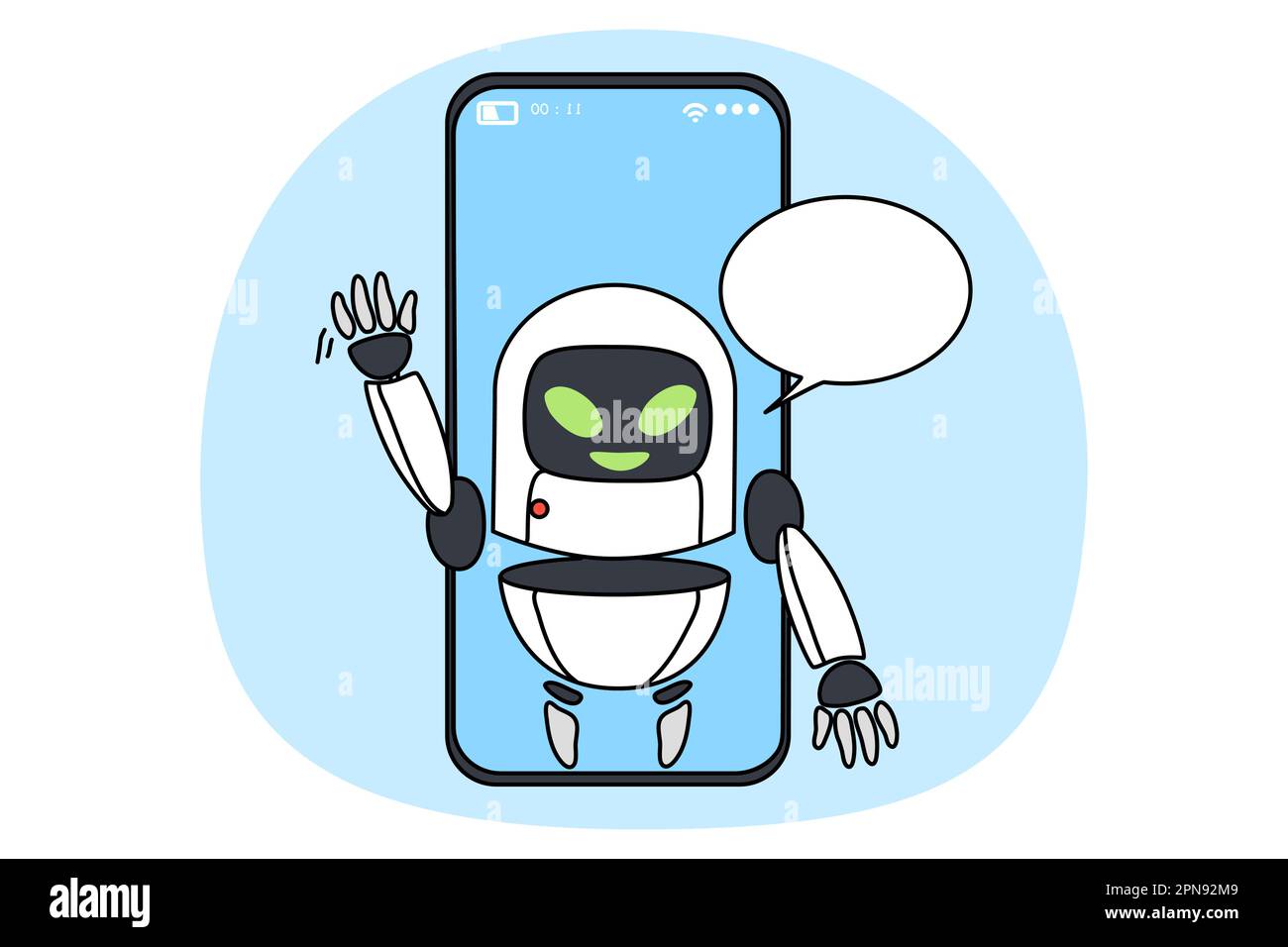 Virtual assistance on app on modern cellphone help customer with ...