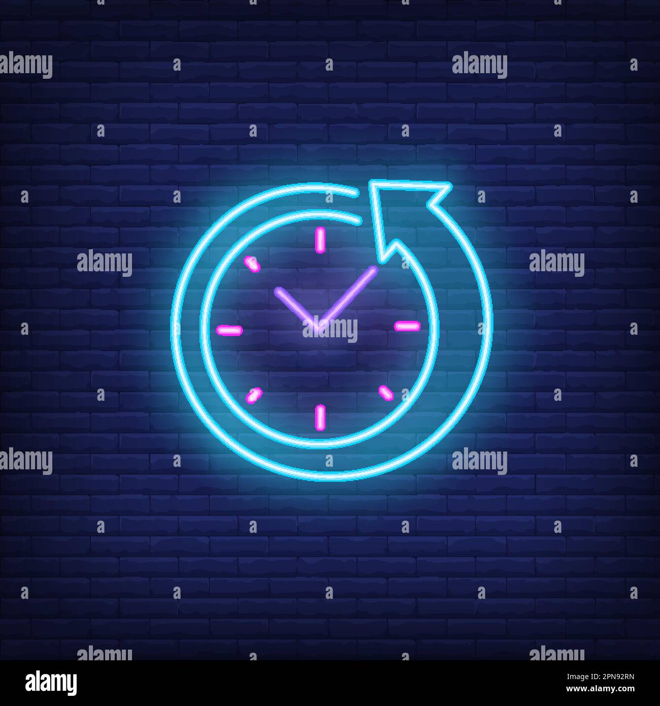 Clock with arrow neon sign Stock Vector Image & Art - Alamy