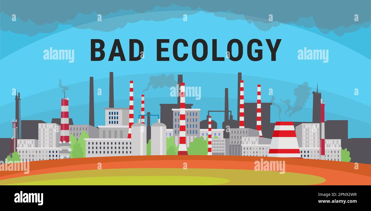 Industrial factories producing toxic waste cartoon illustration Stock ...