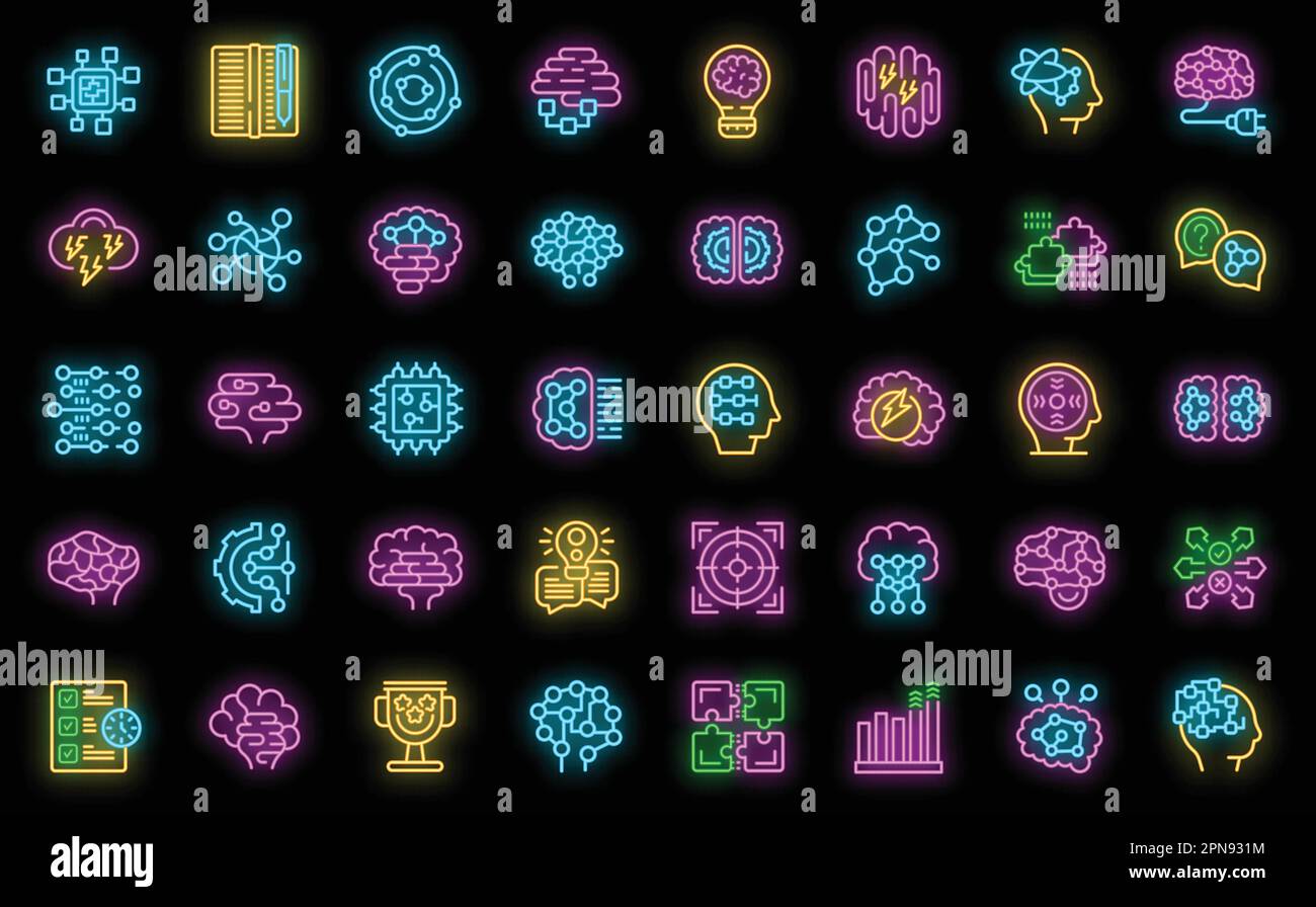Brainstorm icons set outline vector. Business process. Brain solution ...