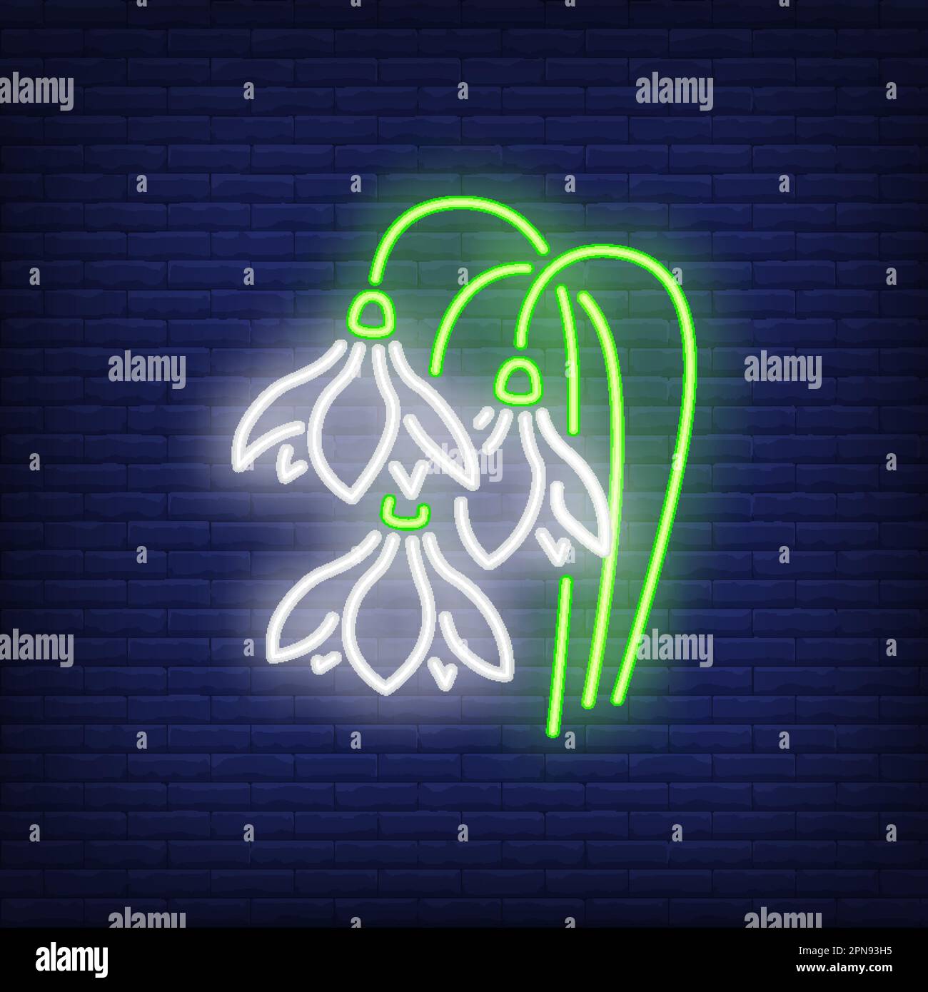 Snowdrops neon sign. Flowers with green stems Stock Vector Image & Art ...