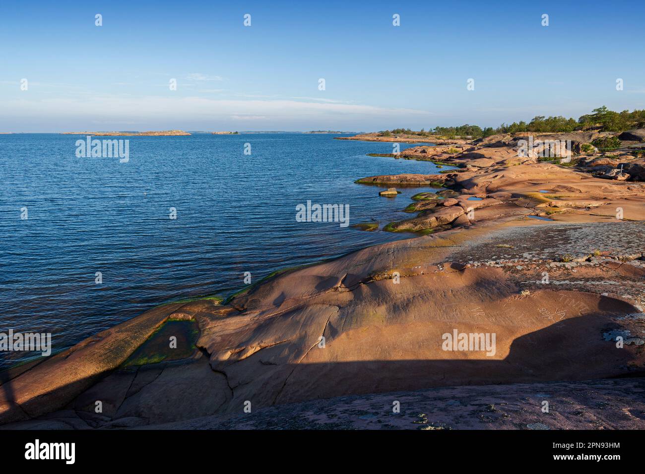 Rocky coastline and shoreline cliffs along the Tulliniemi nature trail ...