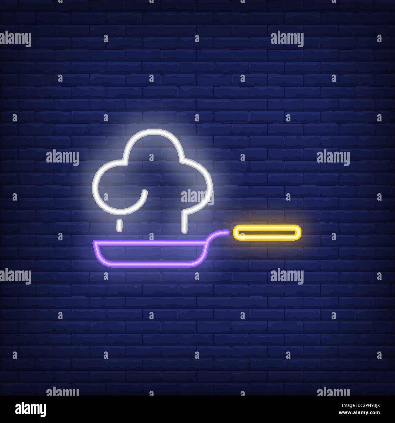 Chief cook hat on frying pan neon sign Stock Vector Image & Art - Alamy