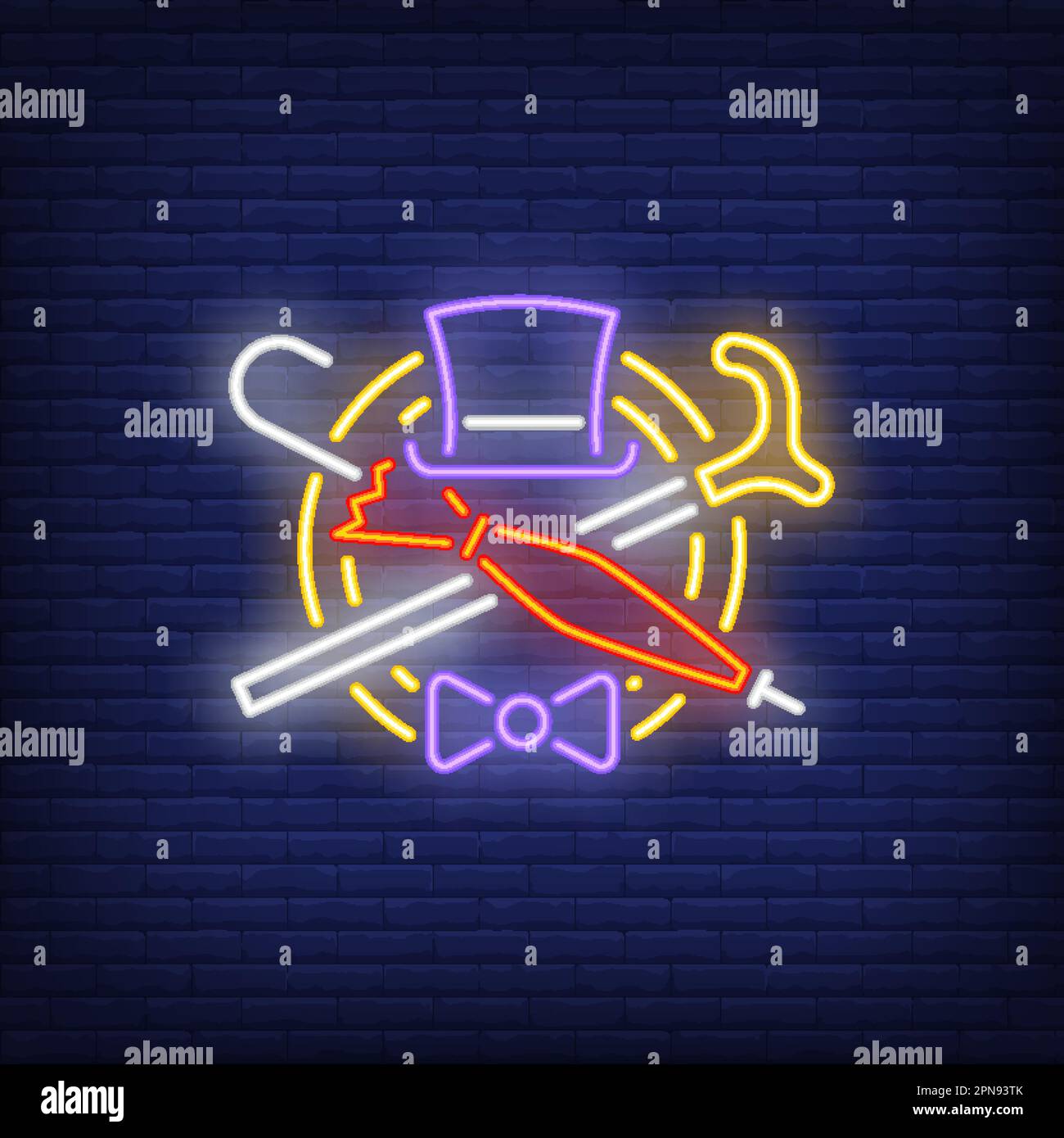 Hat, cane, umbrella and bow tie neon sign Stock Vector Image & Art - Alamy