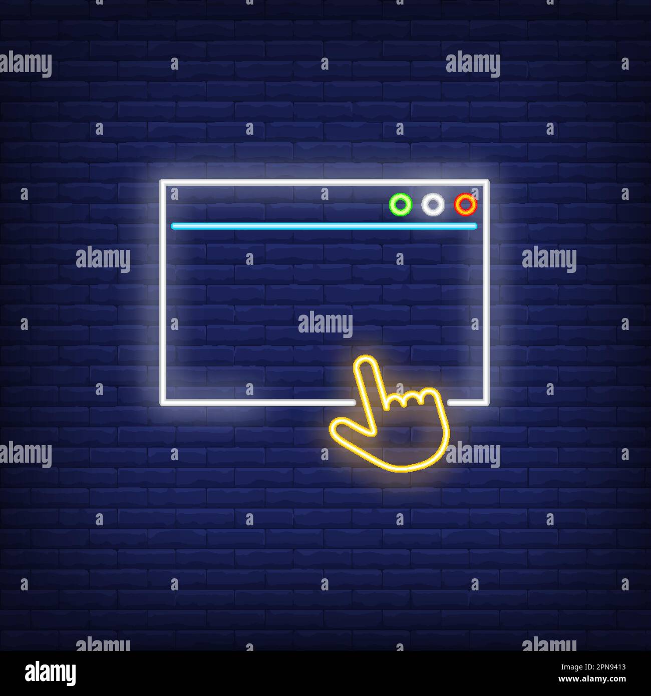 Software application window and hand cursor neon sign Stock Vector ...
