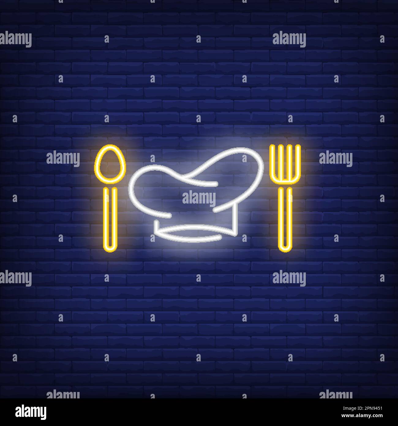 Chief cook hat, fork and spoon neon sign Stock Vector Image & Art - Alamy