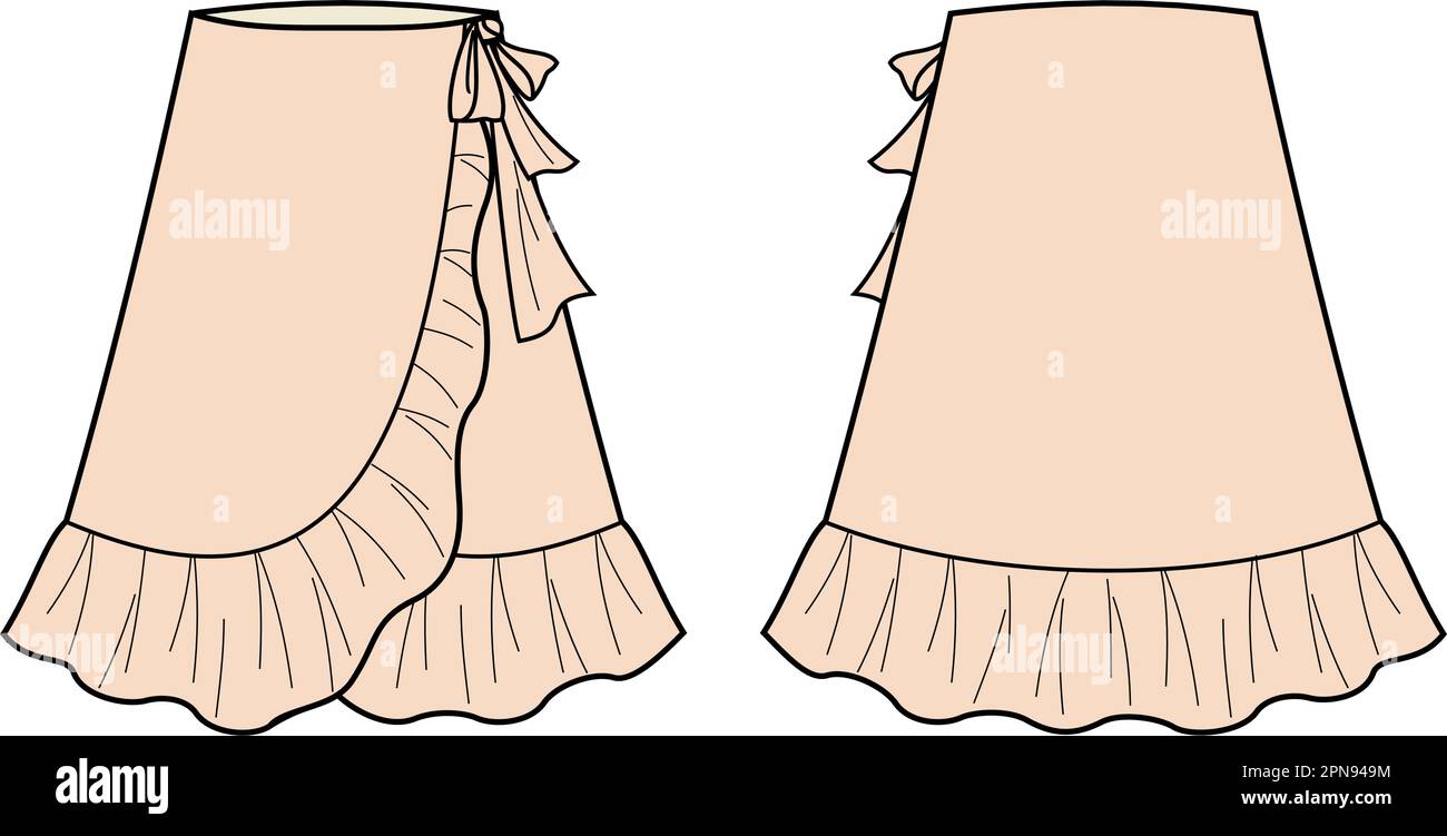 Womens skirt with ruffles. Fashion CAD Stock Vector Image & Art - Alamy