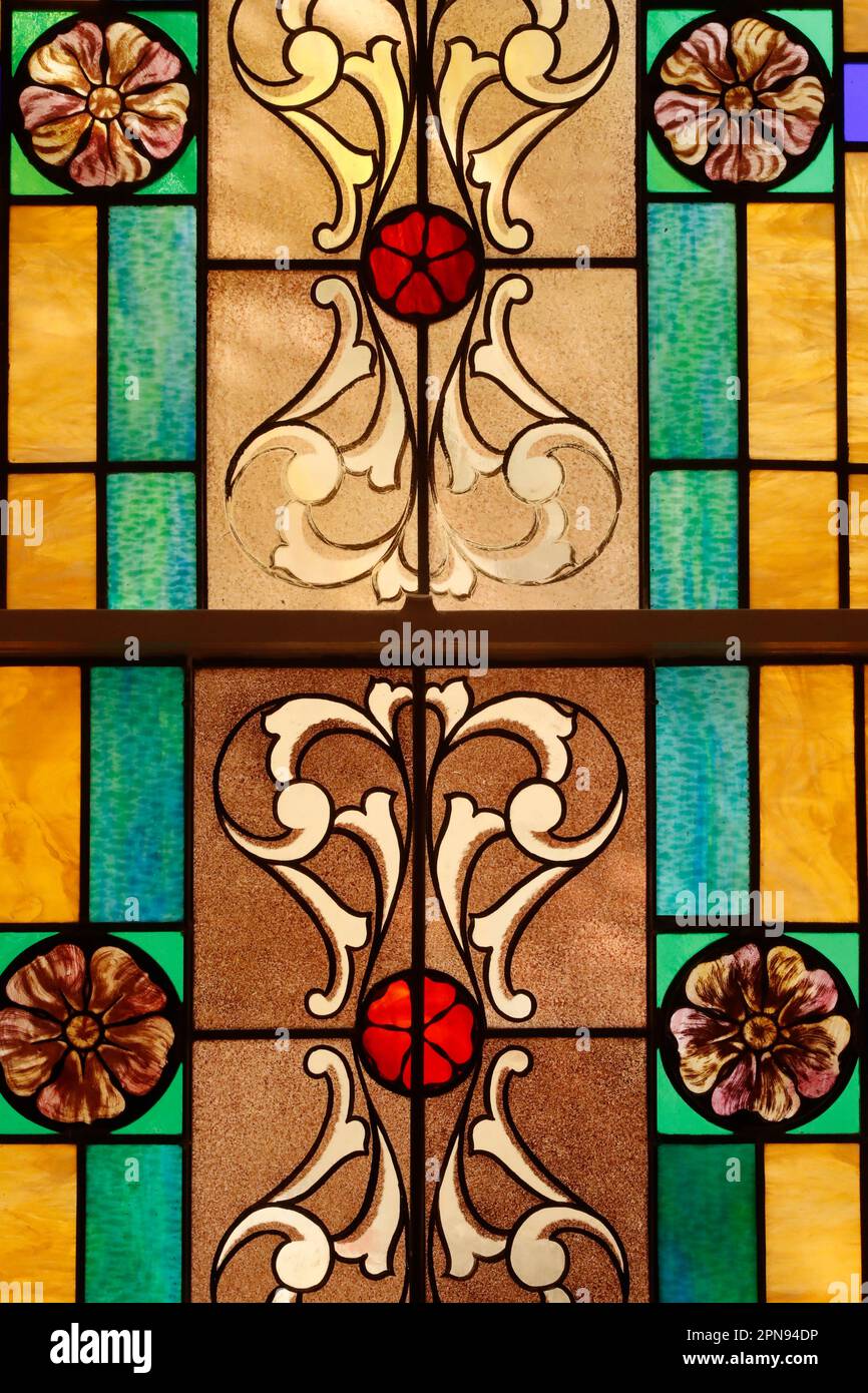 Stained glass. Jewish Museum of Florida. Stained glass Stock Photo - Alamy