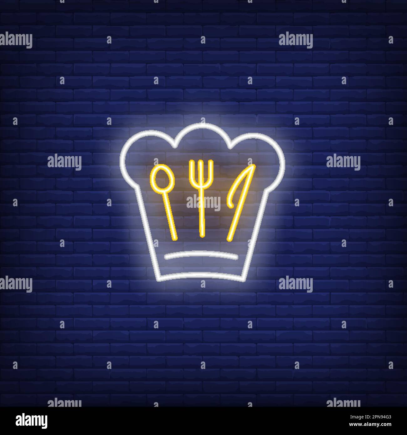 Chief cook hat with cutlery picture neon sign Stock Vector Image & Art ...
