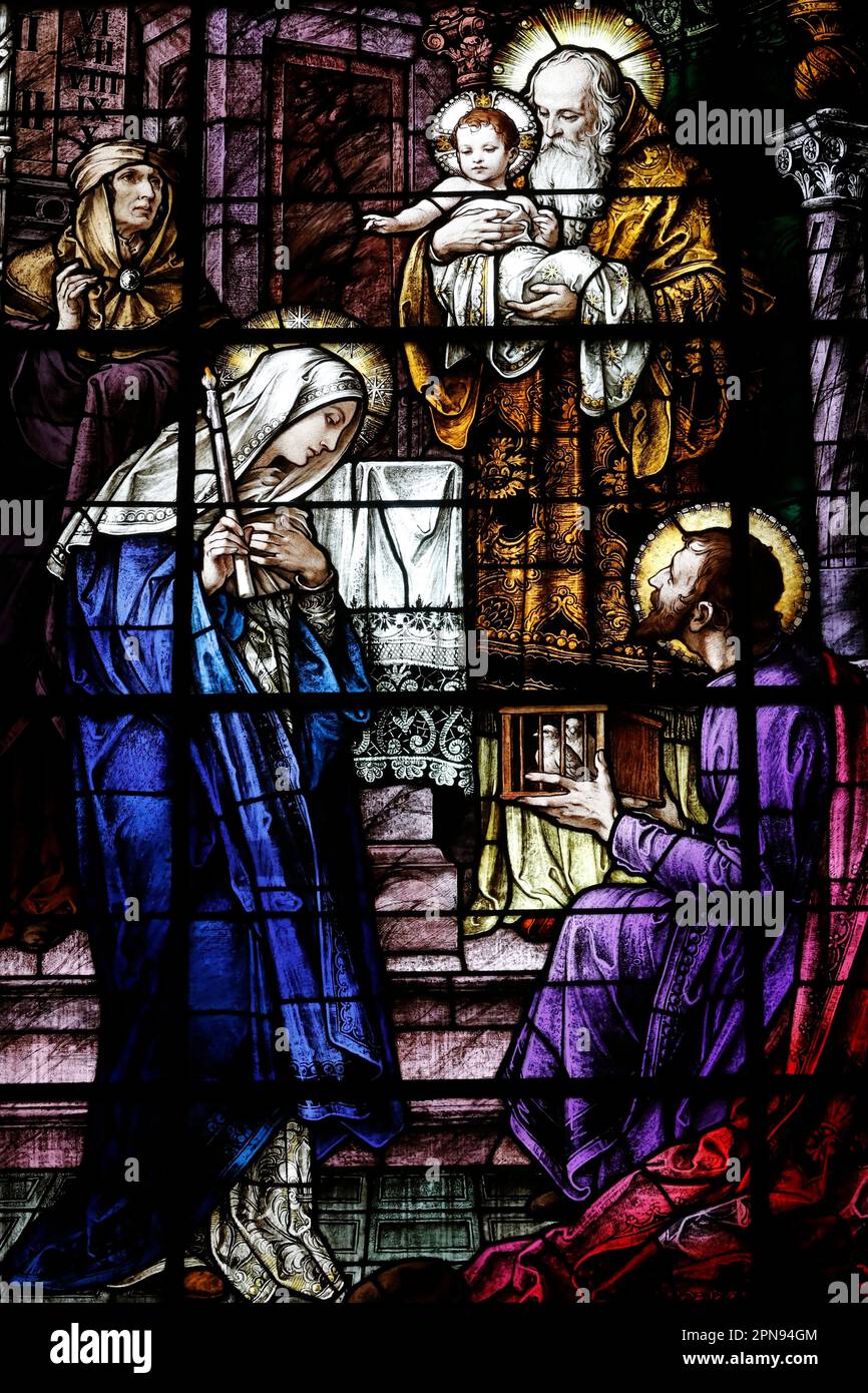 Stained Glass built 1920s. Glass by Franz Meyer Germany. The ...