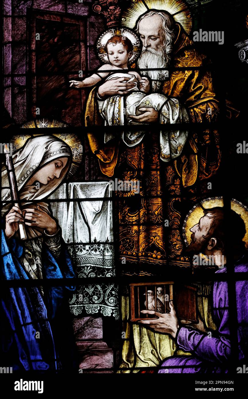 Stained Glass built 1920s. Glass by Franz Meyer Germany. The ...