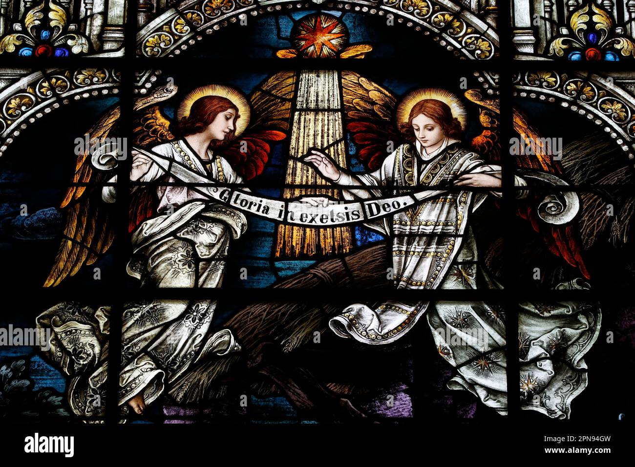 Stained Glass built 1920s. Glass by Franz Meyer Germany. Angels. Gesu ...