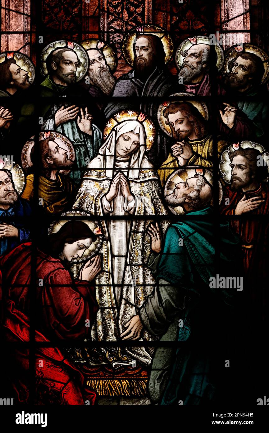 Stained Glass built 1920s. Glass by Franz Meyer Germany. The descent of ...