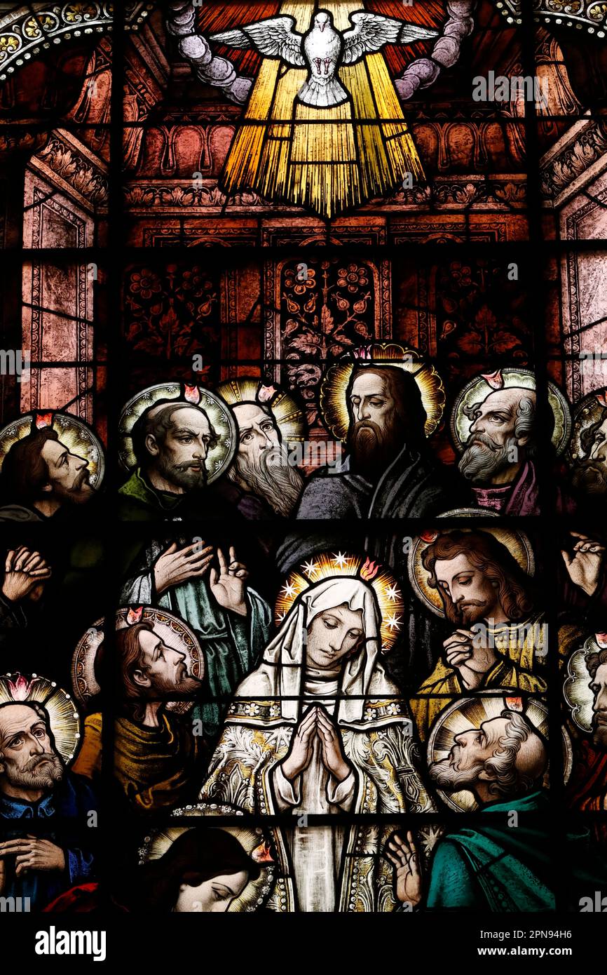 Stained Glass built 1920s. Glass by Franz Meyer Germany.The descent of ...