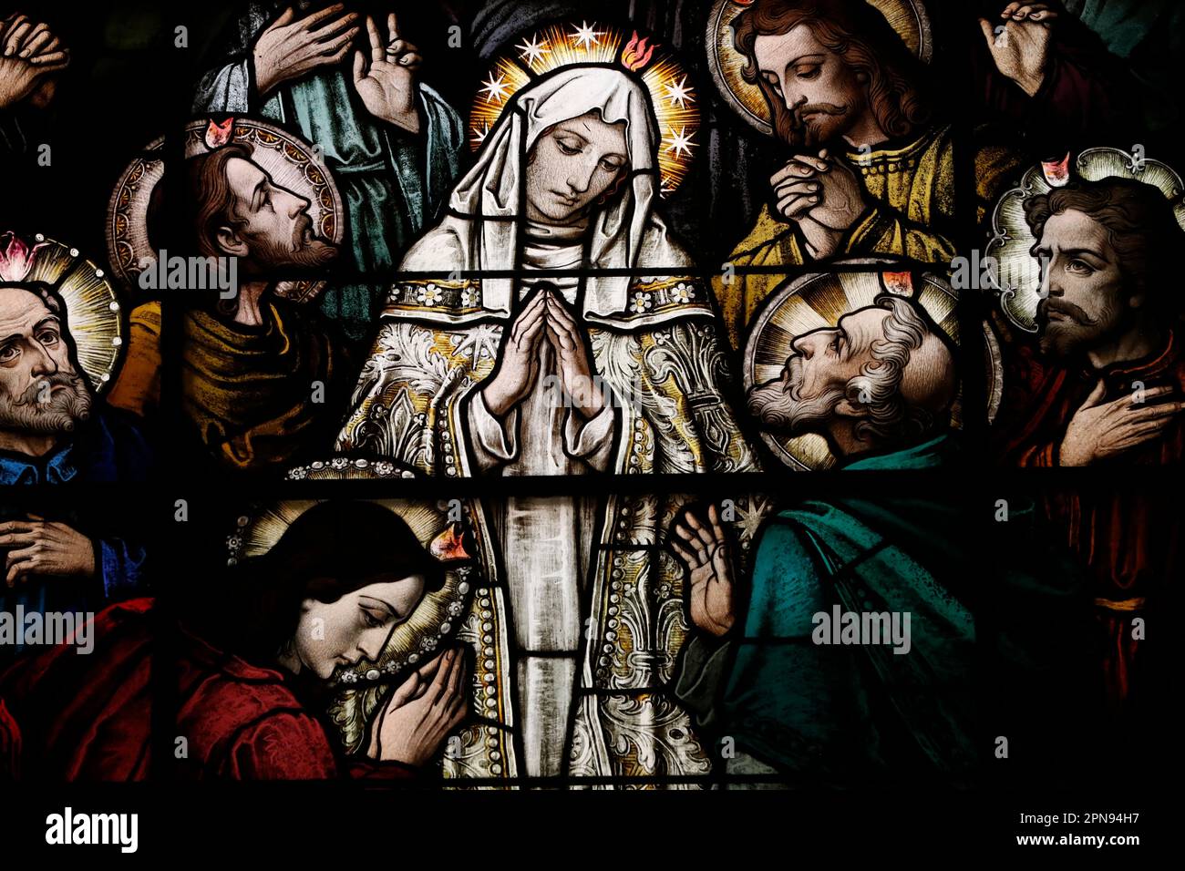 Stained Glass built 1920s. Glass by Franz Meyer Germany. The descent of ...