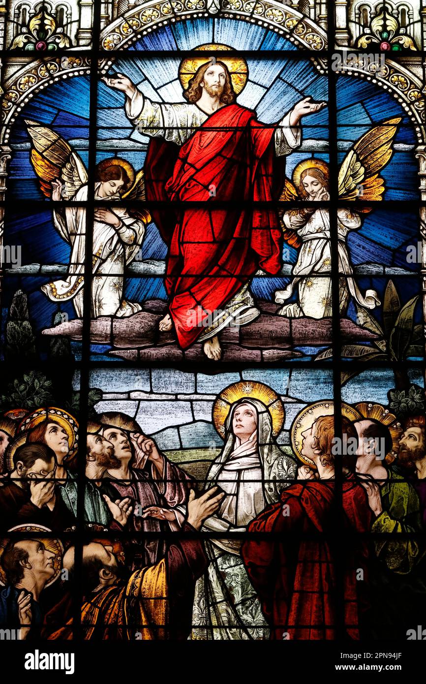 Stained Glass built 1920s. Glass by Franz Meyer Germany. The Ascension ...