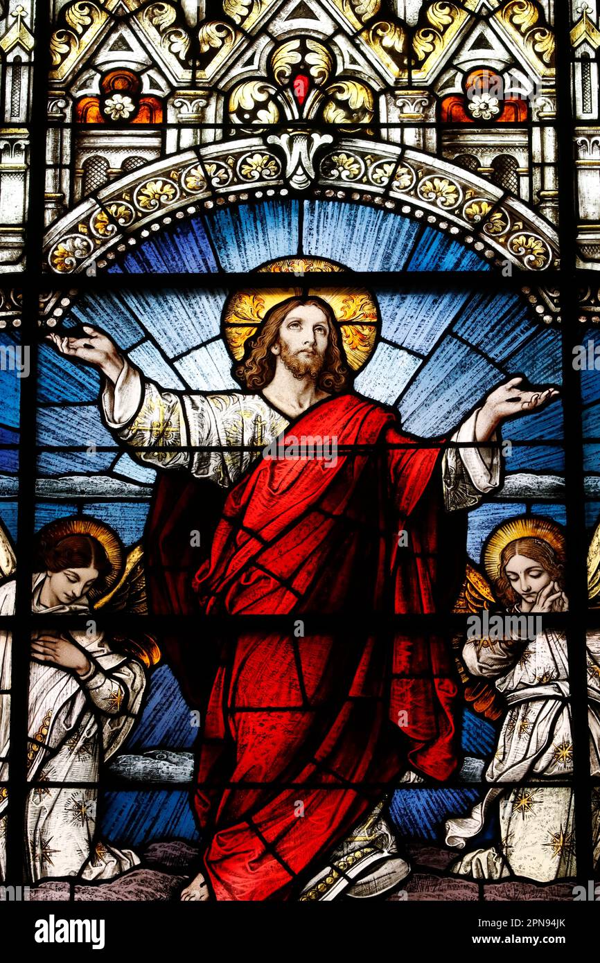 Stained Glass built 1920s. Glass by Franz Meyer Germany. The Ascension ...