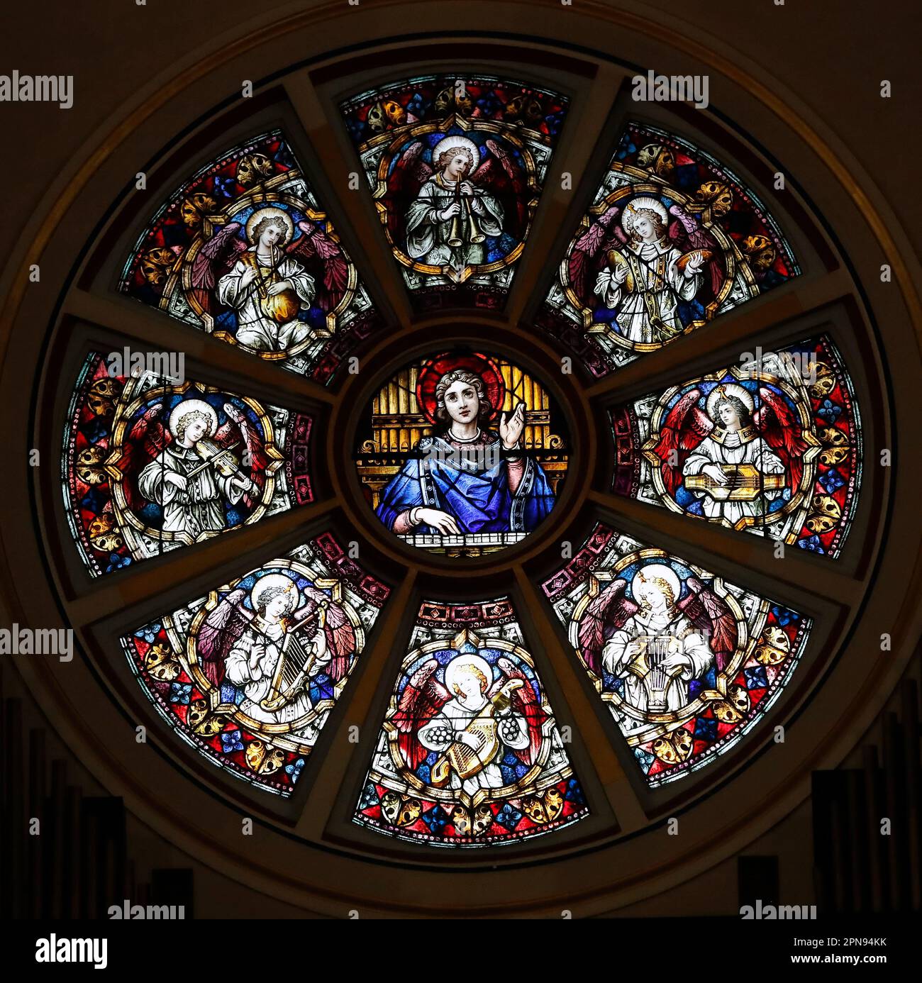 Stained Glass built 1920s. Glass by Franz Meyer Germany. Saint Cecilia ...