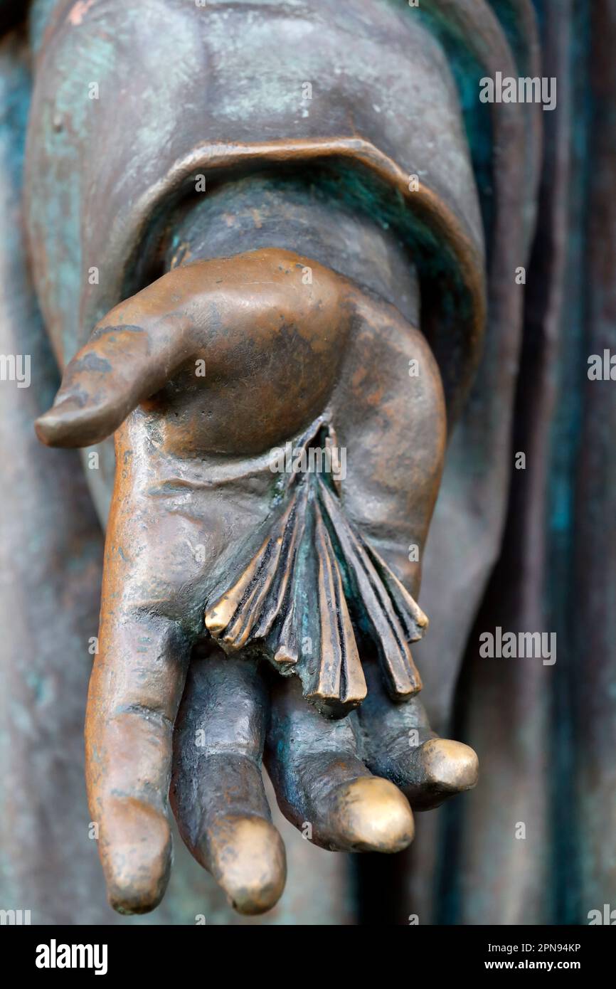 Sculpture detail : stigma on Christ's hand. Gesu Catholic Church Stock ...