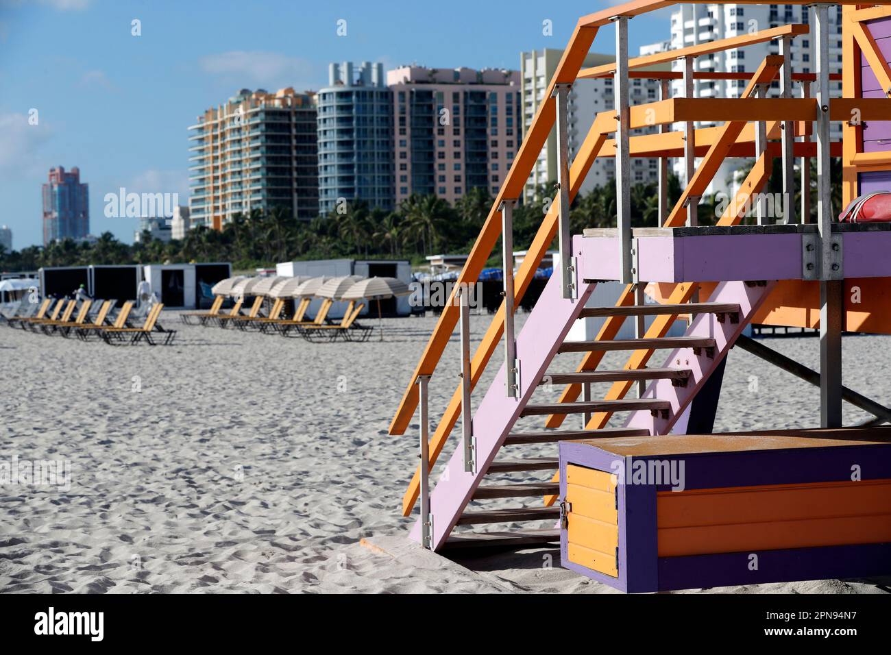 Lifeguard tower at South Beachg at a resort hotel on Miami Beach. Miami ...